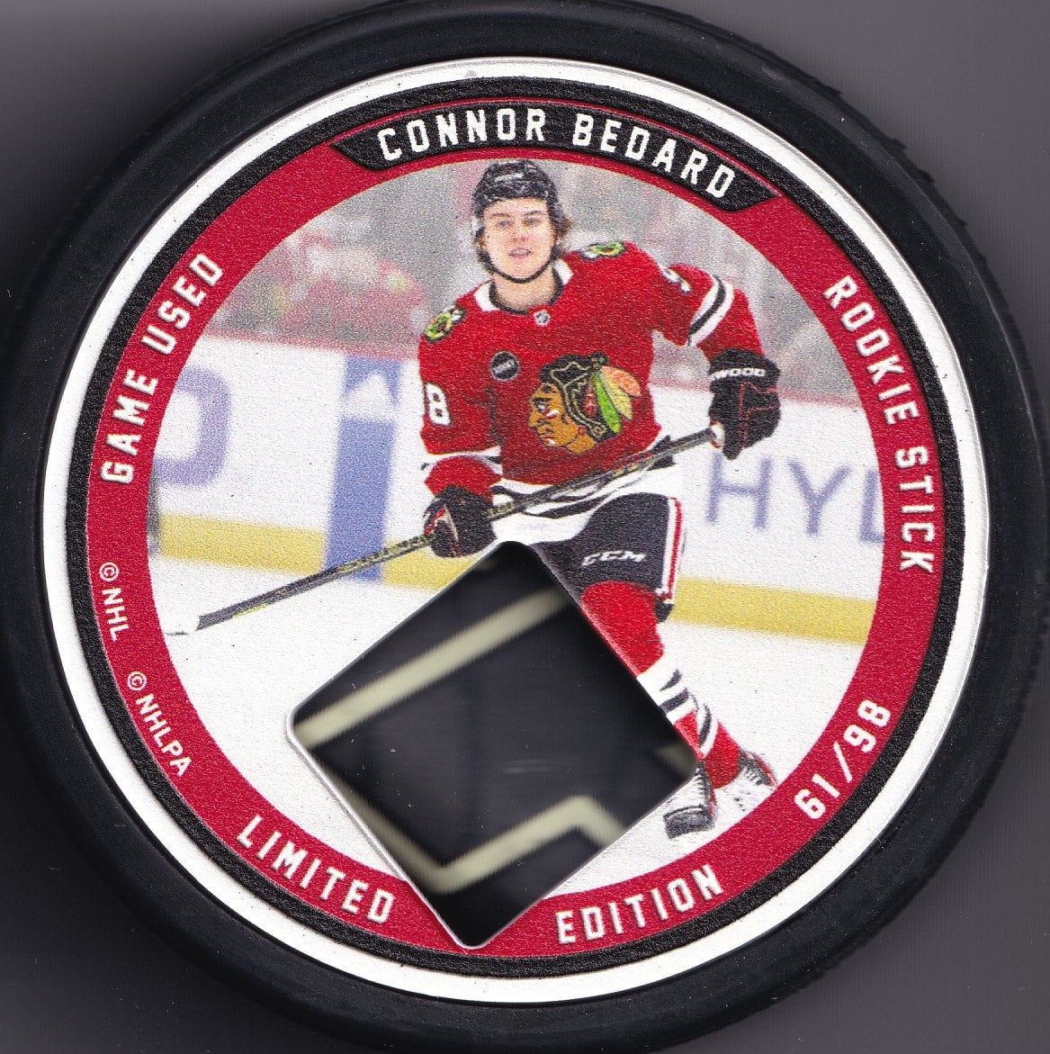 Connor Bedard Game Used Stick on a Puck Limited Edition to 98 | AM ...